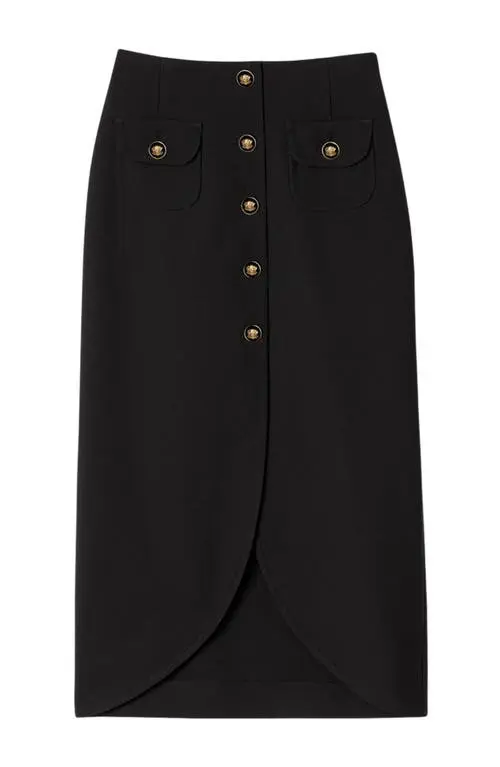 Sandro Buttoned Midi Skirt