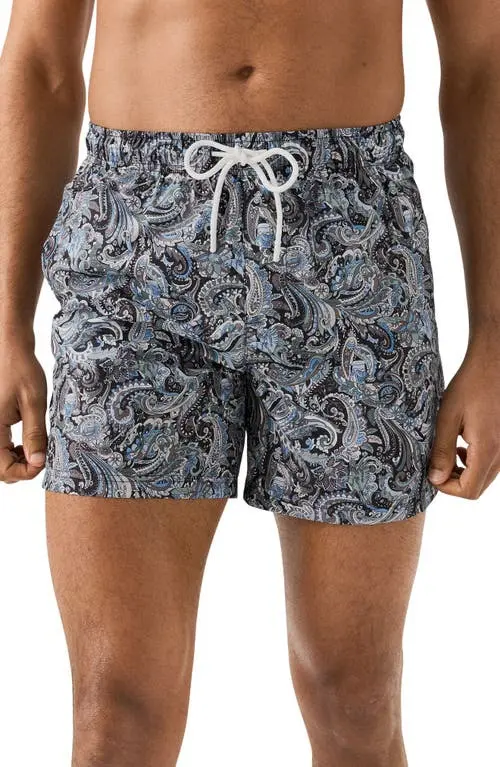 Eton Paisley Swim Trunks - Dark Blue