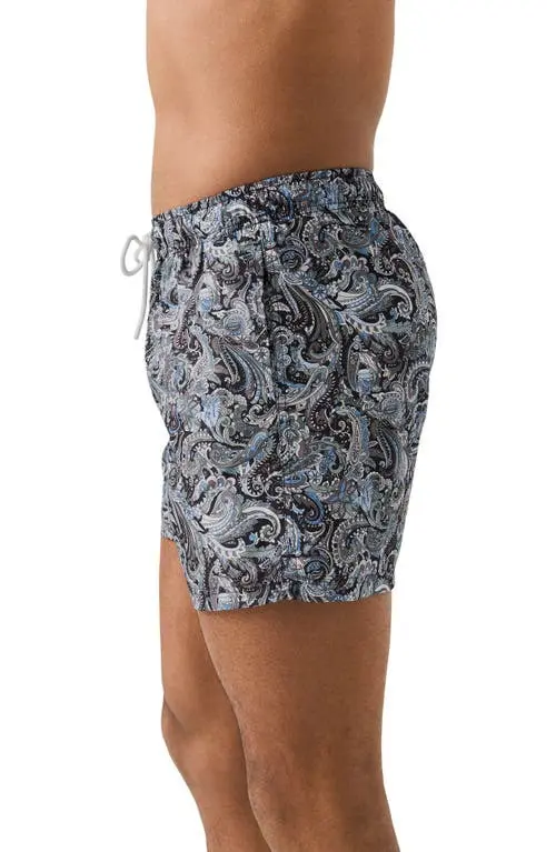 Eton Paisley Swim Trunks - Dark Blue