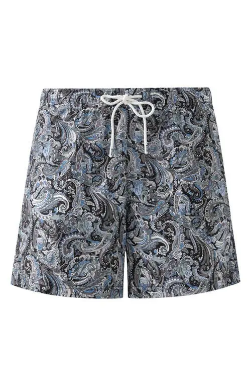 Eton Paisley Swim Trunks - Dark Blue