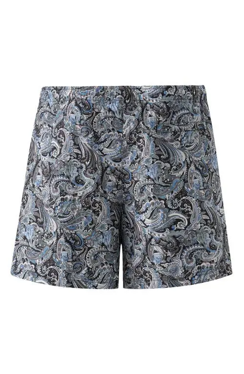 Eton Paisley Swim Trunks - Dark Blue