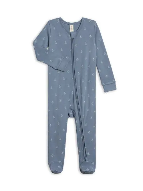 COLORED ORGANICS Organic Peyton Zipper Sleeper - Anchor/sea + Powder