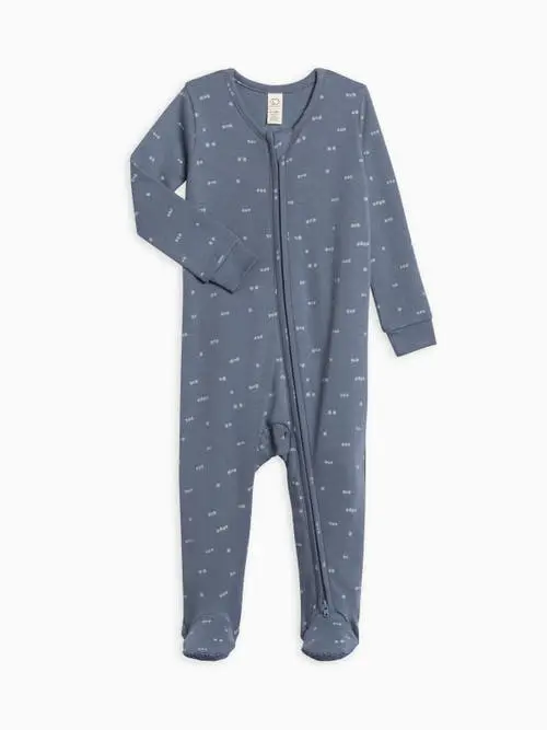 COLORED ORGANICS Organic Peyton Zipper Sleeper - Tridot /denim + Mist