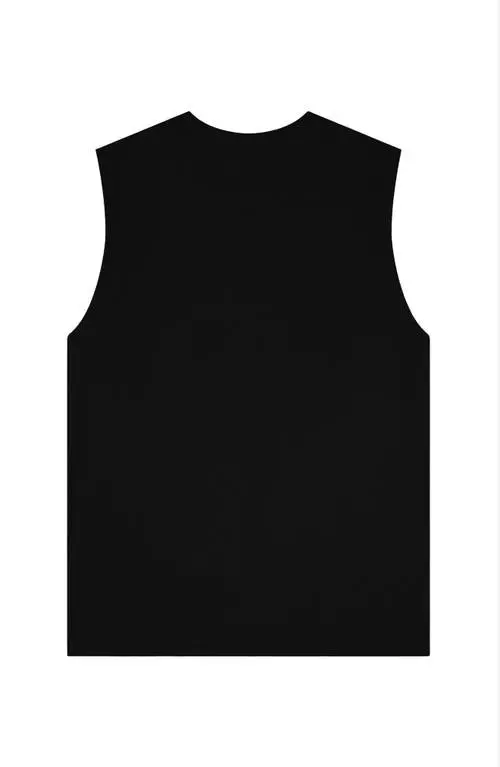 DALIX Ghost Embroidered Lightweight Cotton Muscle Tank - Black