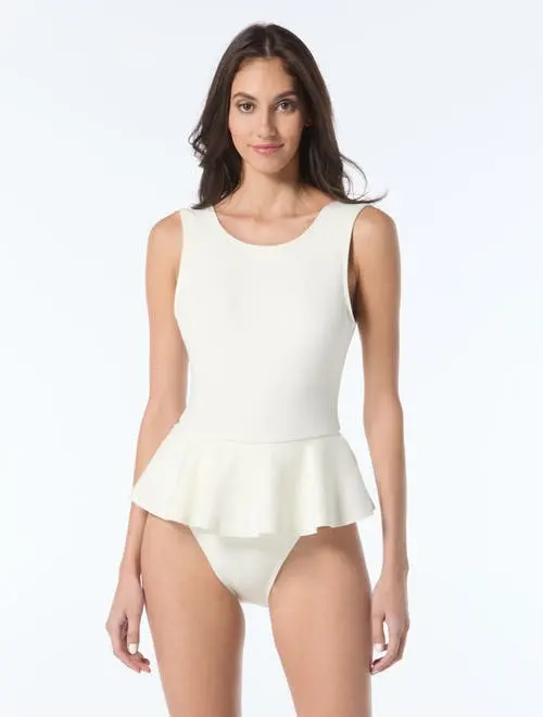 Vince Camuto Scuba Knit Skirted One Piece Swimsuit - Ivory