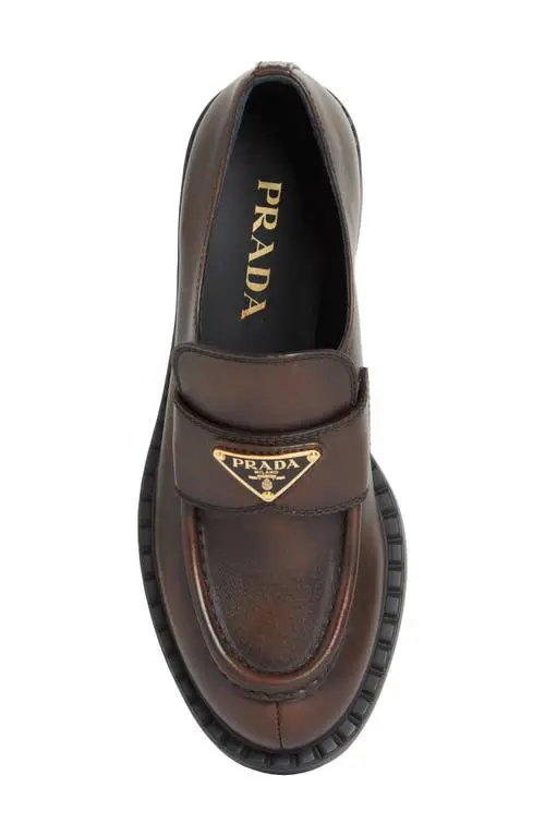 Prada Chocolate Logo Loafer - Moro
