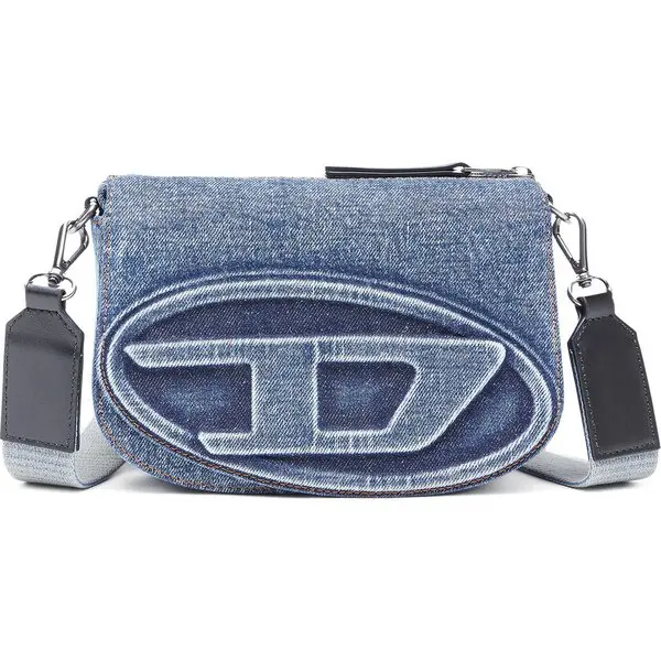 DIESEL® 1dr 2.0 Logo Denim Crossbody Bag - Indigo/ Blue