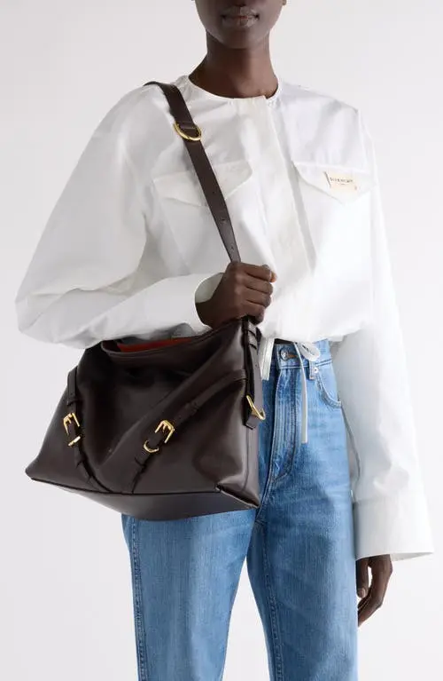 Givenchy Voyou Leather Shoulder Bag - Chocolate