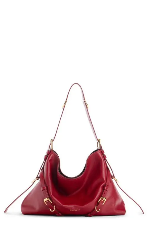 Givenchy Voyou Leather Shoulder Bag - Dark Red
