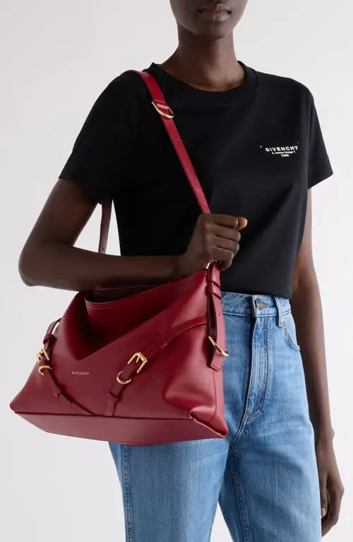 Givenchy Voyou Leather Shoulder Bag - Dark Red