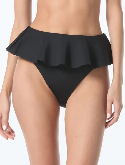 Vince Camuto Scuba Knit Skirted Bikini Bottom - Black