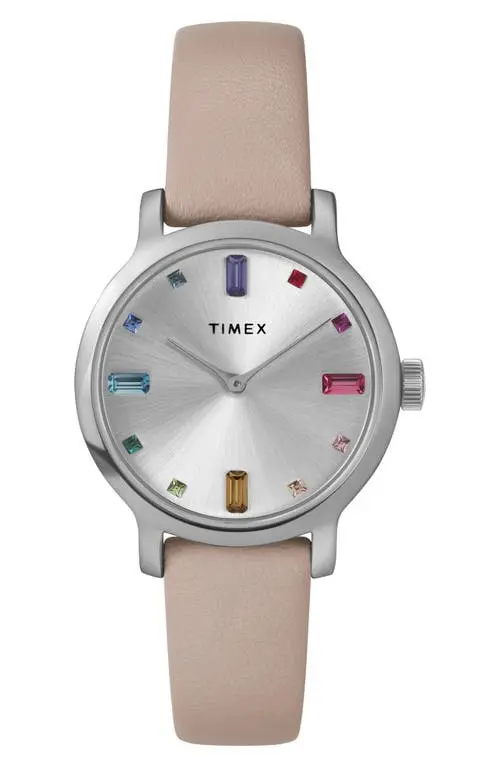 TIMEX® Transcend Leather Strap Watch - Pink