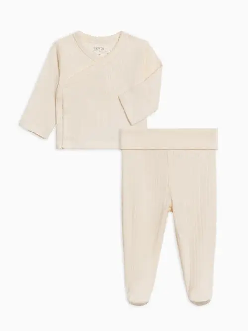 COLORED ORGANICS 2-piece Pointelle Kimono Top And Pant Set - Ivory