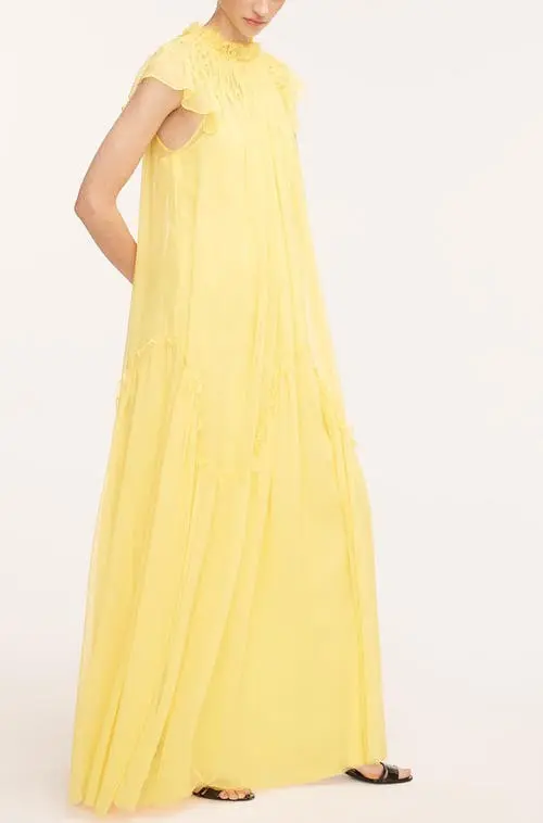 white christmas dresses Cara Smocked Midi Dress in Yellow