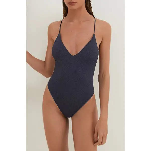 VIX PAULA HERMANNY Firenze Textured One-piece Swimsuit - Blue