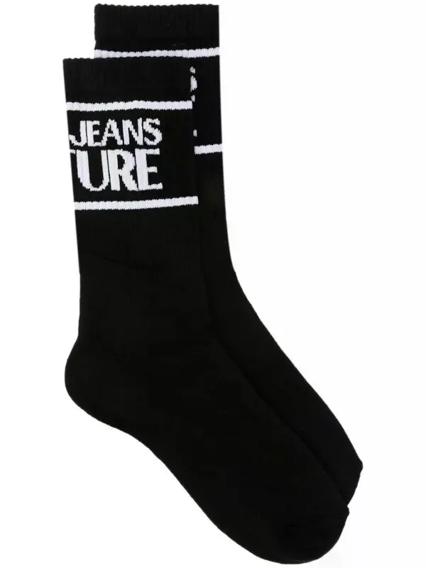Versace Intarsia-knit Logo Socks - Black