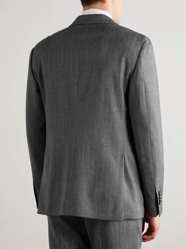 LARDINI Virgin Wool-blend Herringbone Suit Jacket
