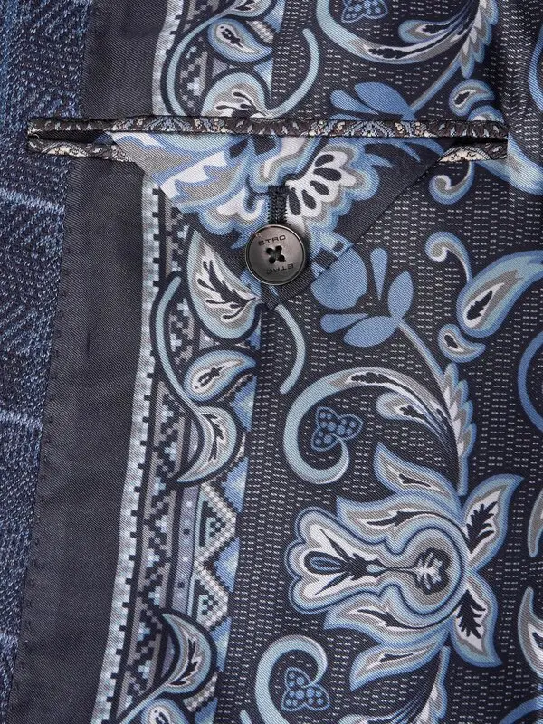 Etro Roma Slim-fit Checked Cotton-blend Blazer - Blue
