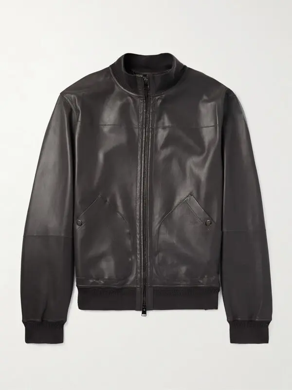 Canali Nuvola Leather Bomber Jacket