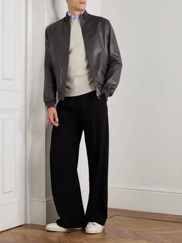 Canali Nuvola Leather Bomber Jacket