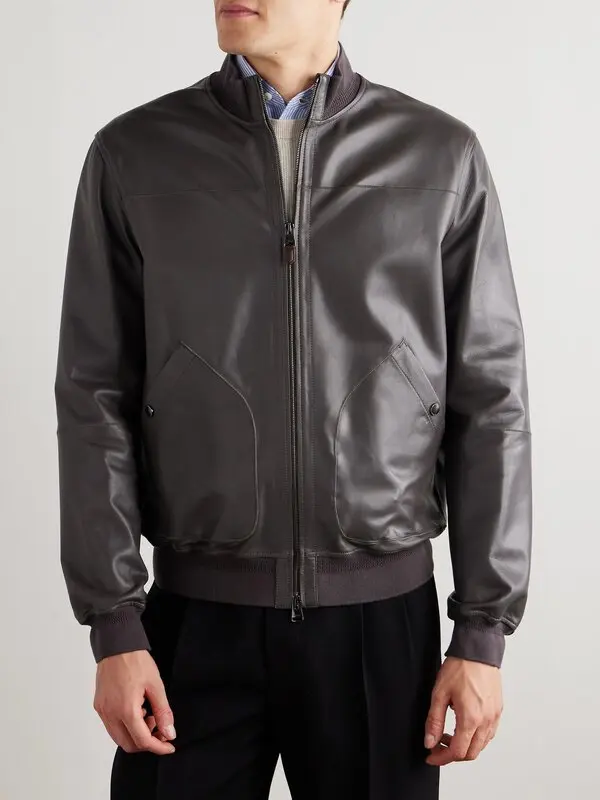 Canali Nuvola Leather Bomber Jacket
