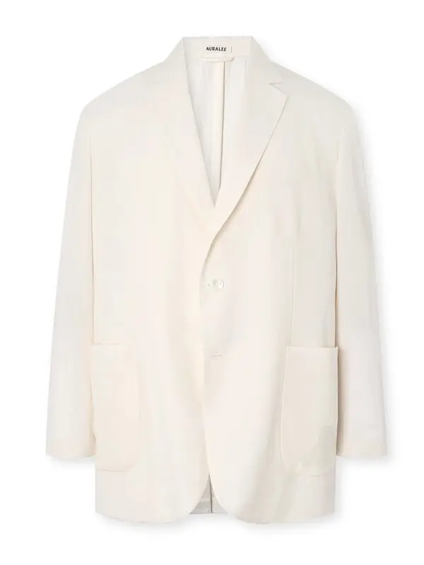 Auralee Oversized Cotton And Wool-blend Gabardine Blazer - Neutrals