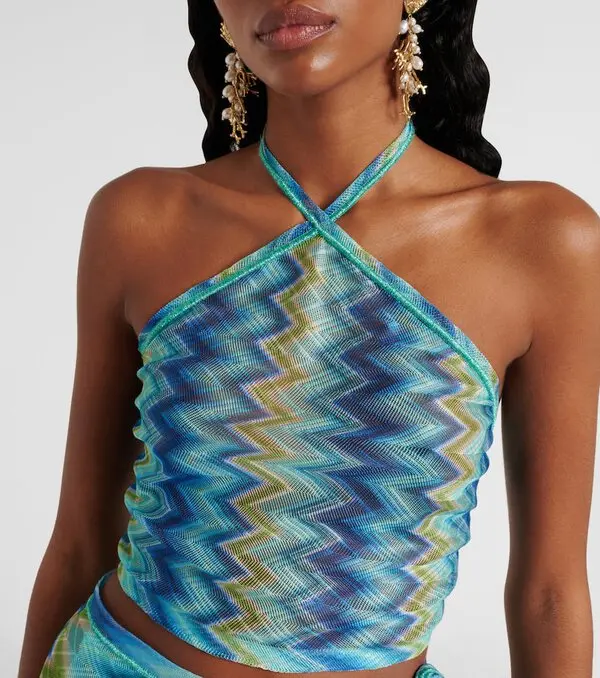 Missoni Zigzag Sheer Halterneck Top - Multicoloured