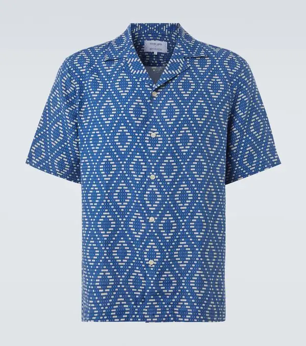 Frescobol Carioca Roberto Printed Linen Shirt - Blue