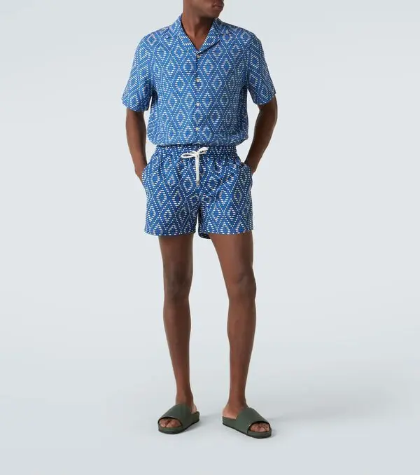 Frescobol Carioca Roberto Printed Linen Shirt - Blue