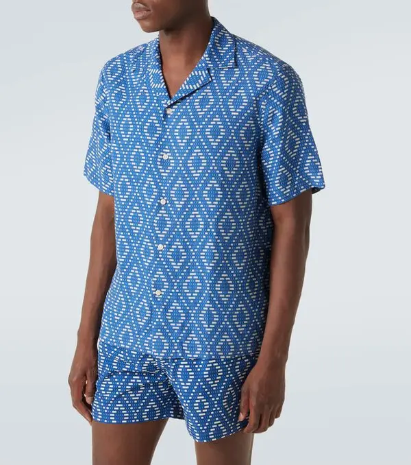 Frescobol Carioca Roberto Printed Linen Shirt - Blue