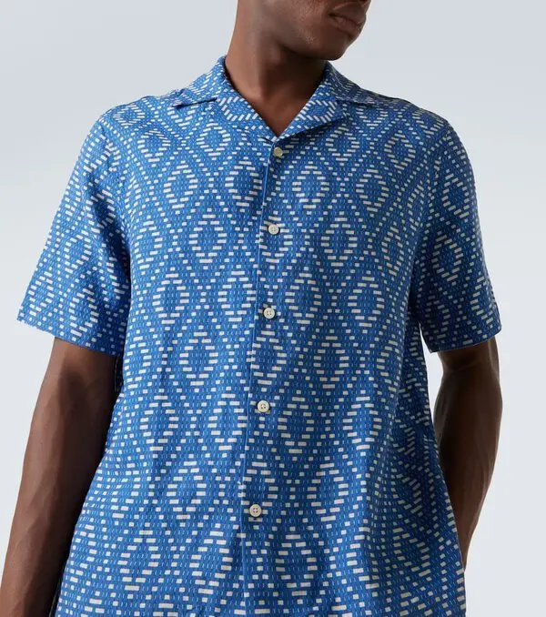 Frescobol Carioca Roberto Printed Linen Shirt - Blue