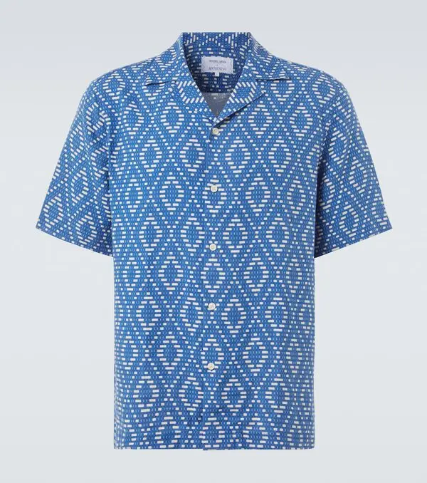 Frescobol Carioca Roberto Printed Linen Shirt - Blue