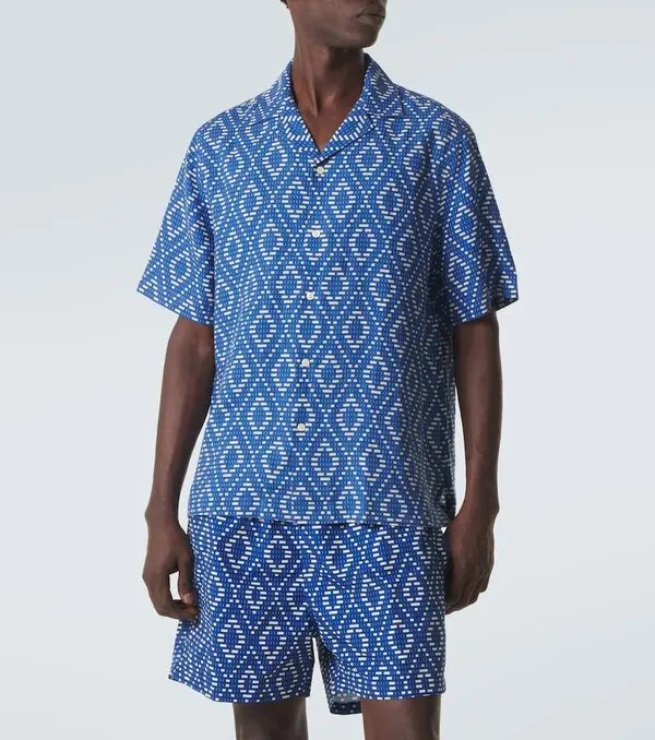 Frescobol Carioca Roberto Printed Linen Shirt - Blue