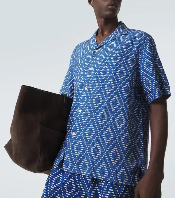 Frescobol Carioca Roberto Printed Linen Shirt - Blue