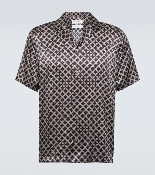 Frescobol Carioca Roberto Printed Silk Bowling Shirt - Brown