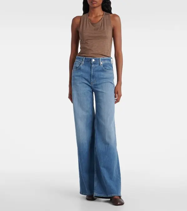 Citizens Of Humanity Lyra Long High-rise Wide-leg Jeans - Blue