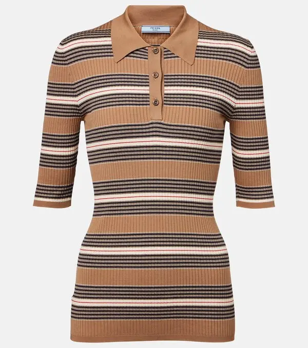 Prada Cotton-blend Polo Sweater - Brown
