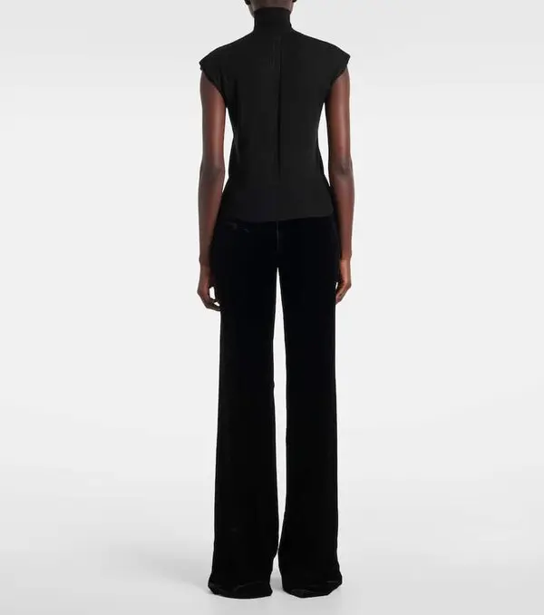 Rick Owens Virgin Wool Turtleneck Top - Black