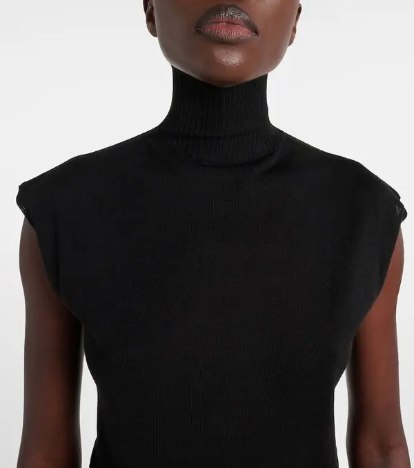 Rick Owens Virgin Wool Turtleneck Top - Black