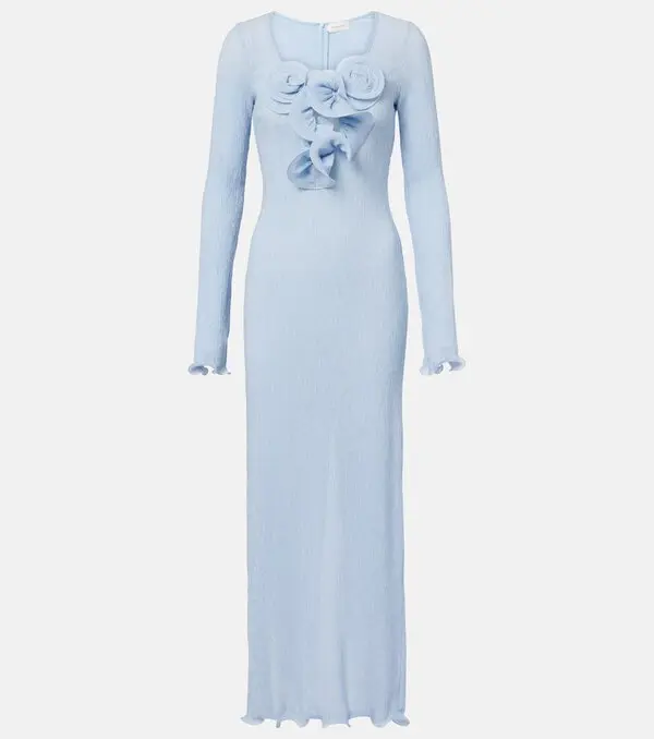 Magda Butrym Floral-appliqué Maxi Dress - Blue