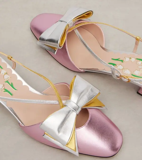 Valentino Garavani Metallic Leather Pumps With Bow Detailing