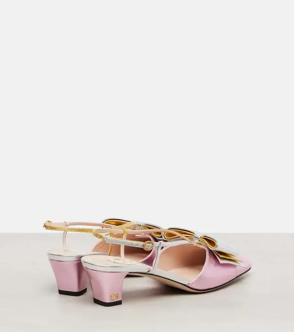 Valentino Garavani Metallic Leather Pumps With Bow Detailing