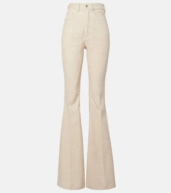 Rick Owens Bolan Cotton And Linen Bootcut Jeans - Beige