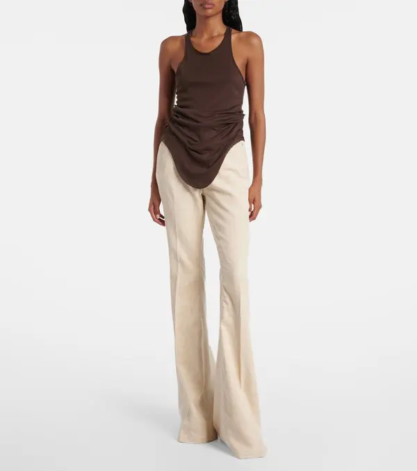 Rick Owens Bolan Cotton And Linen Bootcut Jeans