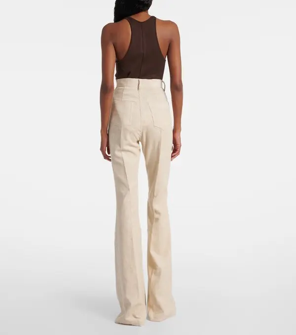 Rick Owens Bolan Cotton And Linen Bootcut Jeans