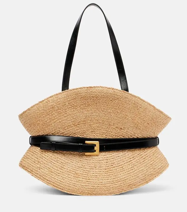 Balmain Shuffle Medium Raffia Tote Bag - Neutrals