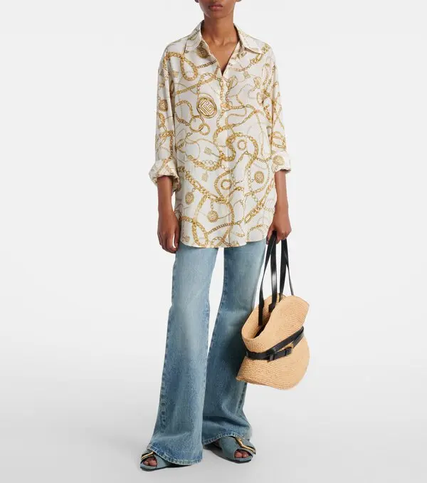 Balmain Shuffle Medium Raffia Tote Bag - Neutrals