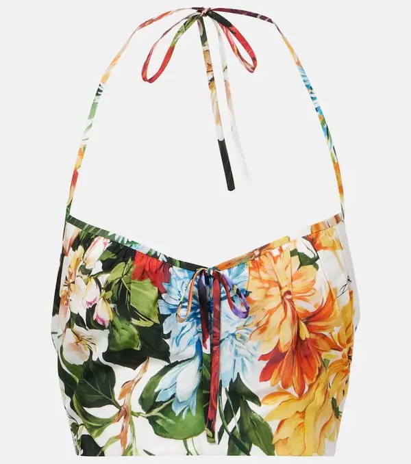 Dolce & Gabbana Floral Cotton Poplin Crop Top - Multicoloured