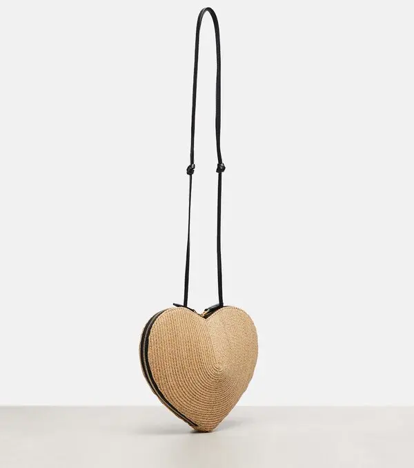Alaïa Le Cœur Woven Crossbody Bag - Beige