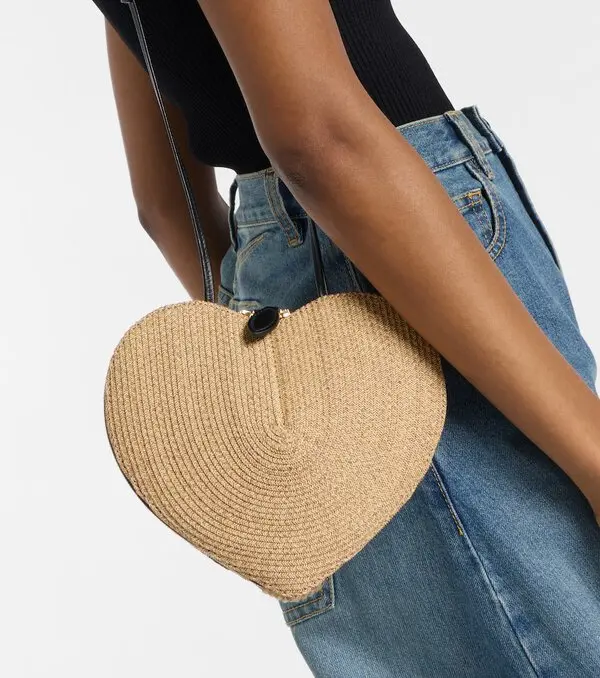 Alaïa Le Cœur Woven Crossbody Bag - Beige
